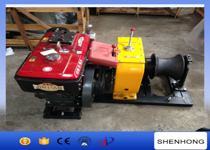 Wire Rope Pulling Diesel Cable Winch 10HP Rated Load Transmission Line ...